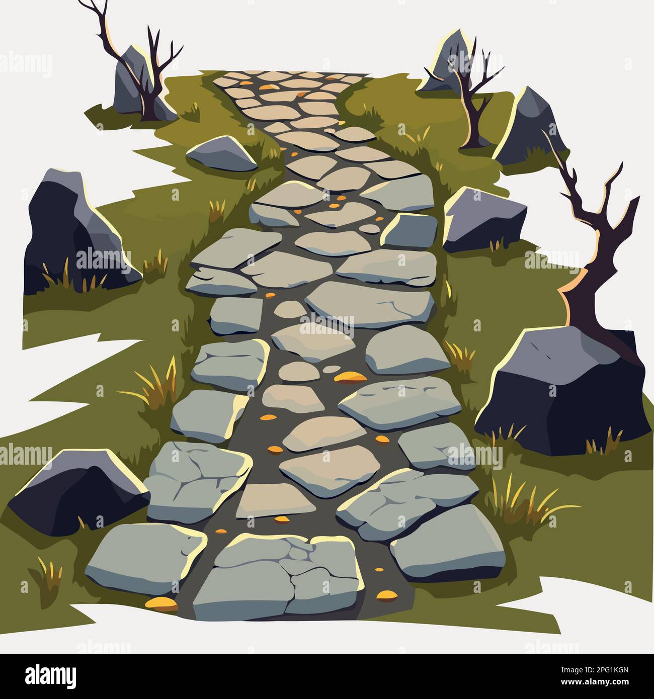 path with stone tiles Vector cartoon illustration Stock Vector Image ...