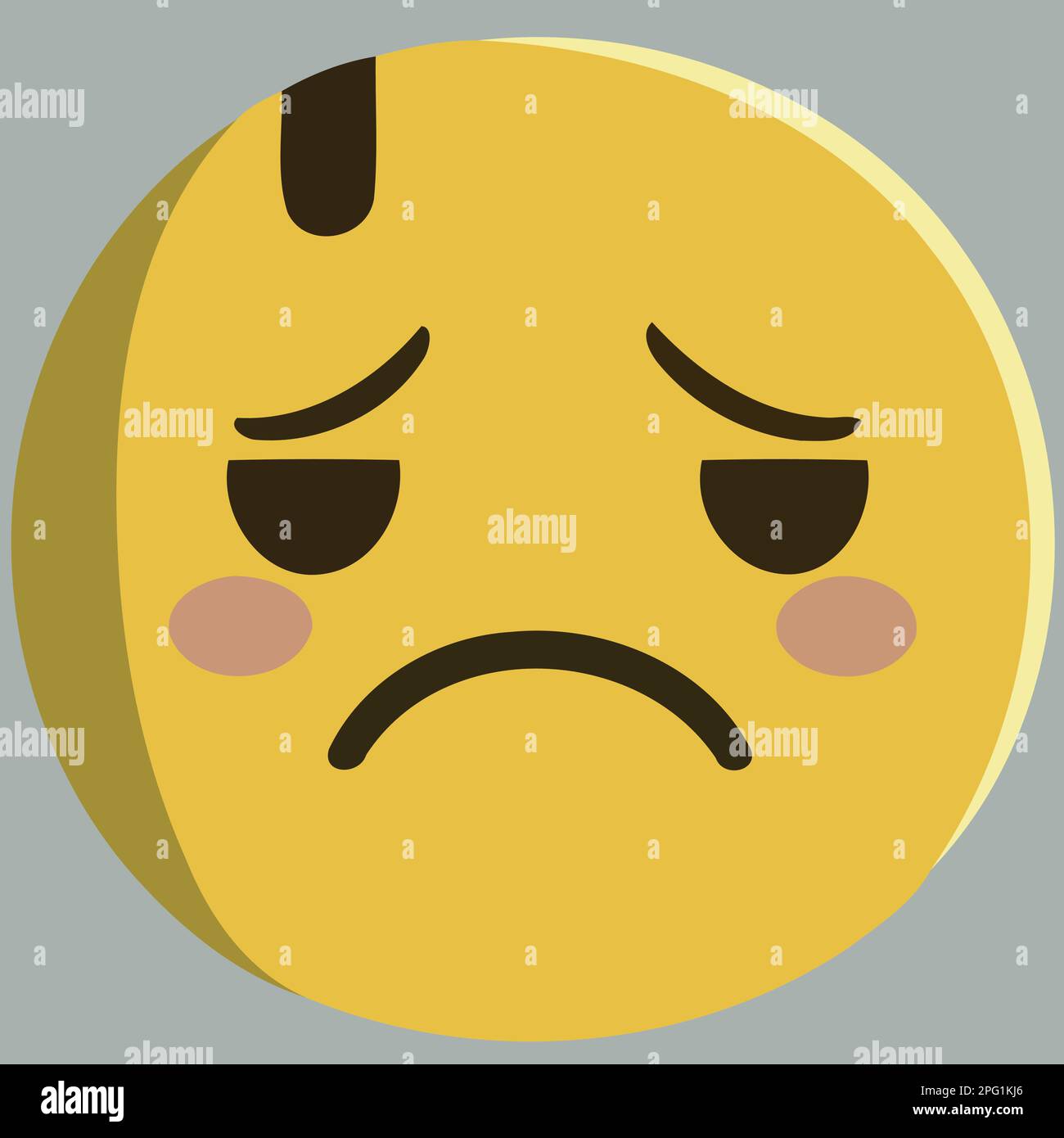 minimalistic vector illustration of yellow round face representing sad ...