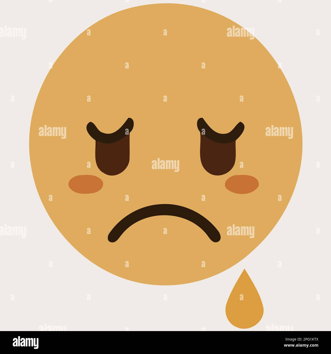 minimalistic vector illustration of yellow round face representing sad ...
