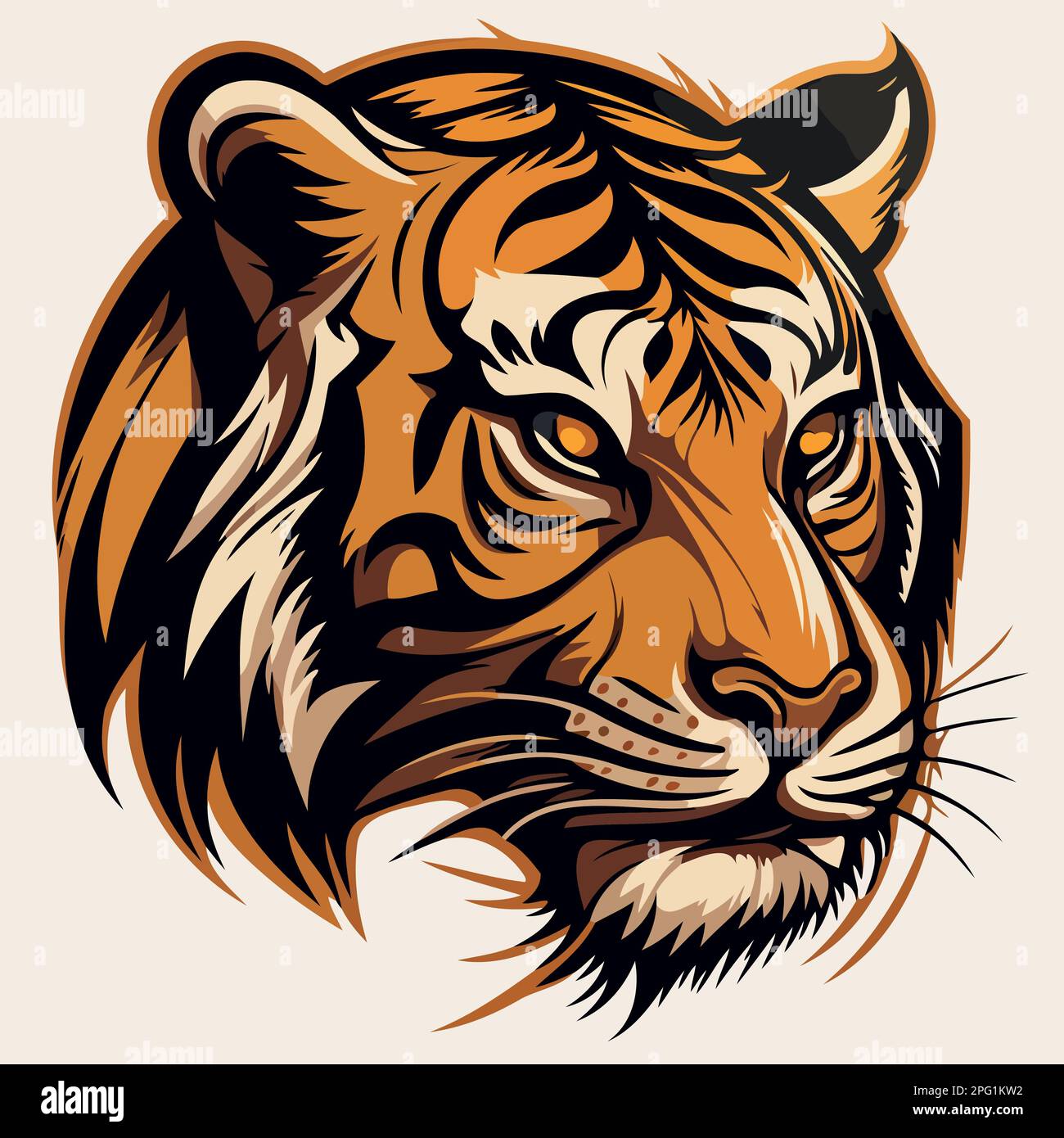 common tiger feline mammal animal face Minimalist vector illustration ...