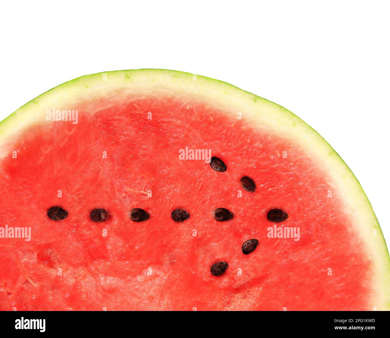 Red ripe sweet watermelon with arrow from out of seeds. Isolated on ...