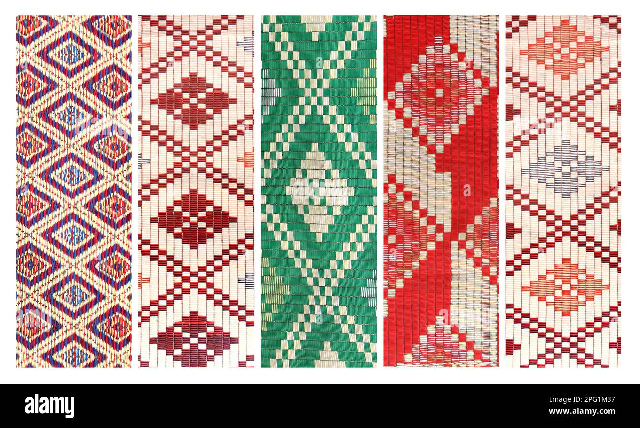 Set of vertical banners - sisal mat with traditional asian geometric ...