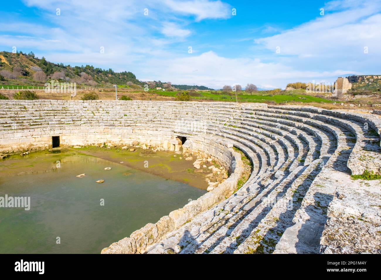 The ruins of the ancient city of Perge. Perge is an ancient Greek city ...