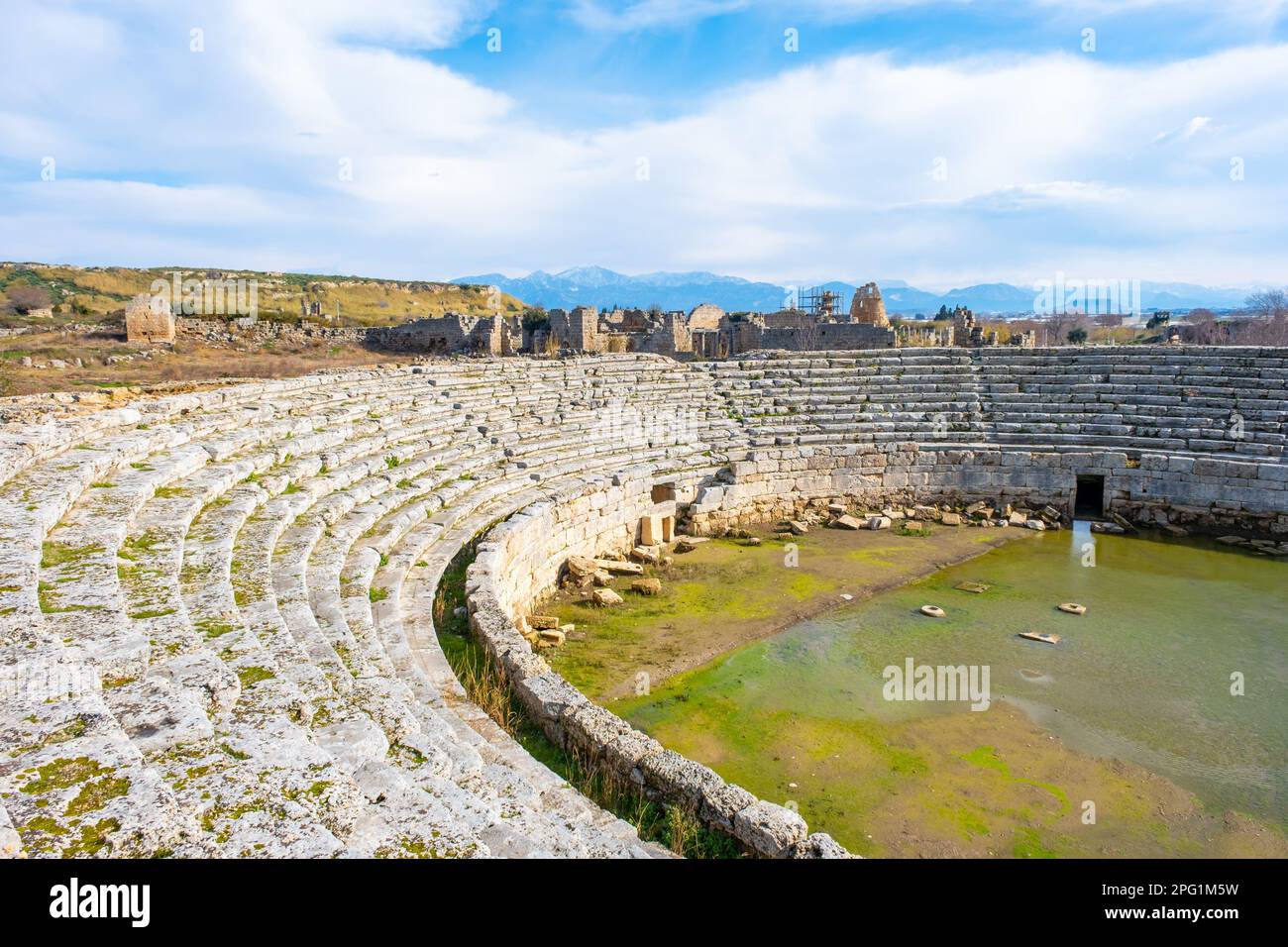 The ruins of the ancient city of Perge. Perge is an ancient Greek city ...