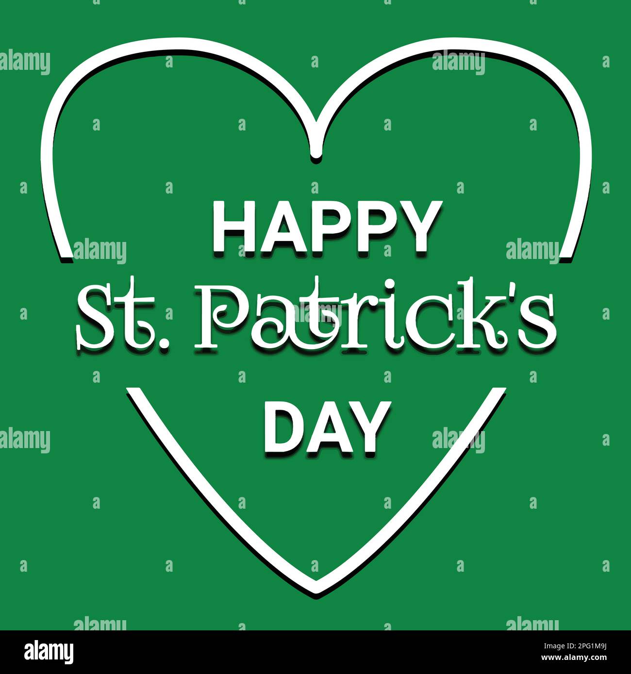 Happy St. Patrick's Day lettering Greeting Card with heart , Vector ...