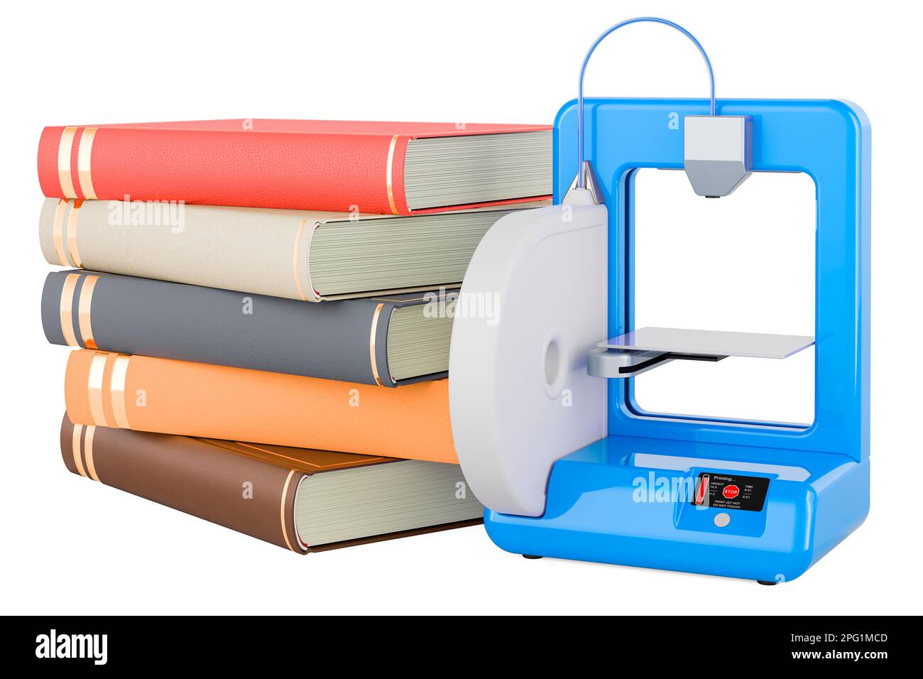 3D printer with books, 3D rendering isolated on white background Stock ...