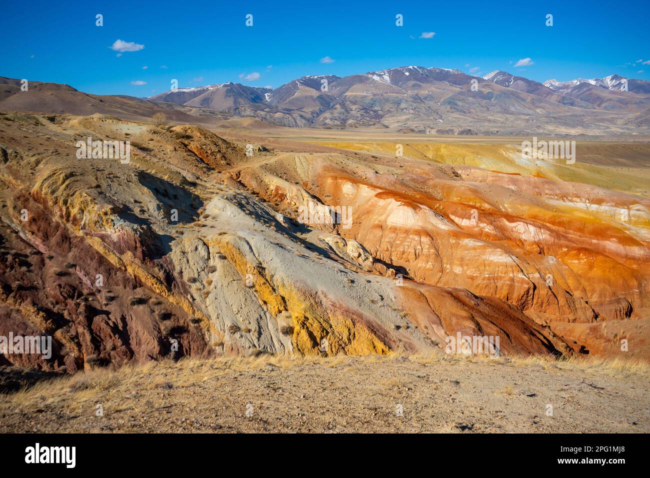Natural texture of sandstone in colorful Mars in Altai Mountains, place ...