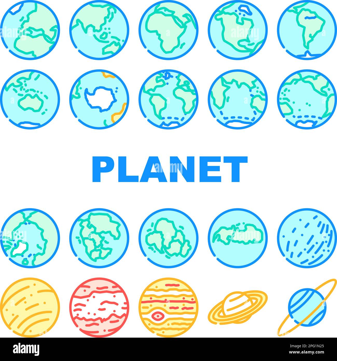 earth world globe planet icons set vector Stock Vector Image & Art - Alamy