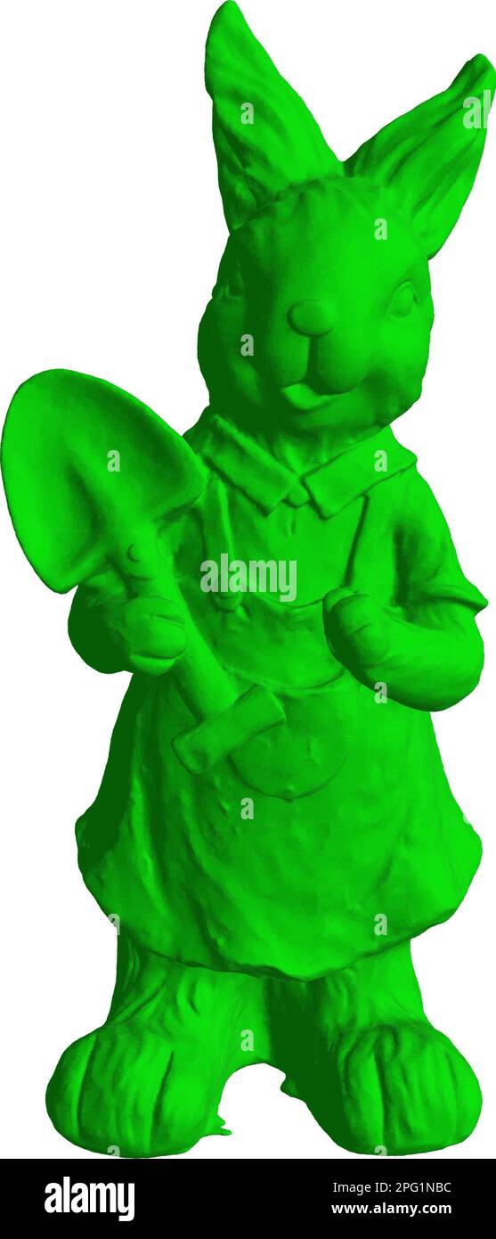 Easter Bunny Rabbit Vector. Rabbit With Work Clothes And Shovel. Toy ...