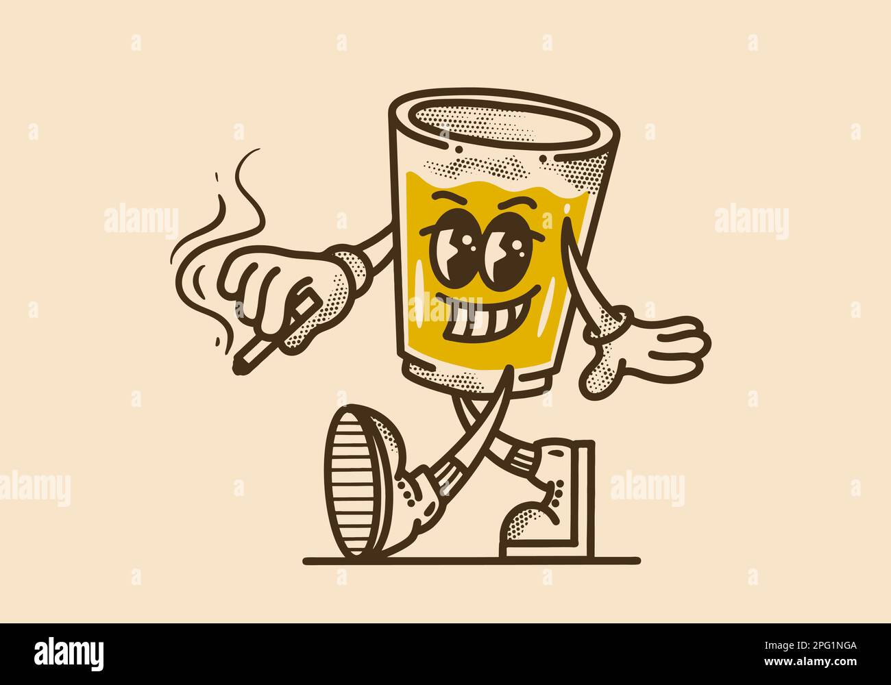 Vintage Mascot Character Design Of Walking Glass Stock Vector Image And Art Alamy