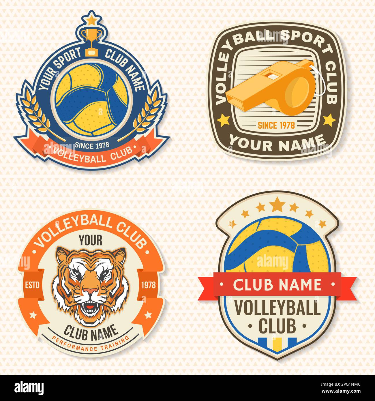 Set of Volleyball club emblem, patch, sticker. Vector illustration. For ...