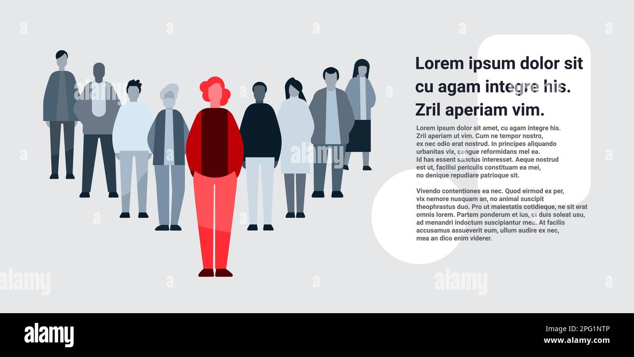 people group with red woman silhouette creative person standing out ...