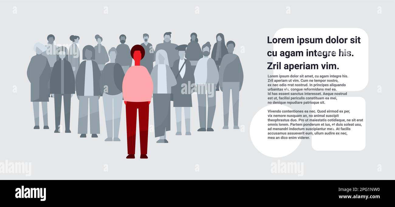 people group with red woman silhouette creative person standing out ...