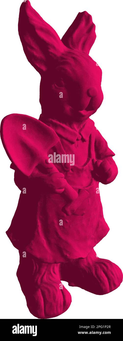 Easter Bunny Rabbit Vector. Rabbit With Work Clothes And Shovel. Toy ...