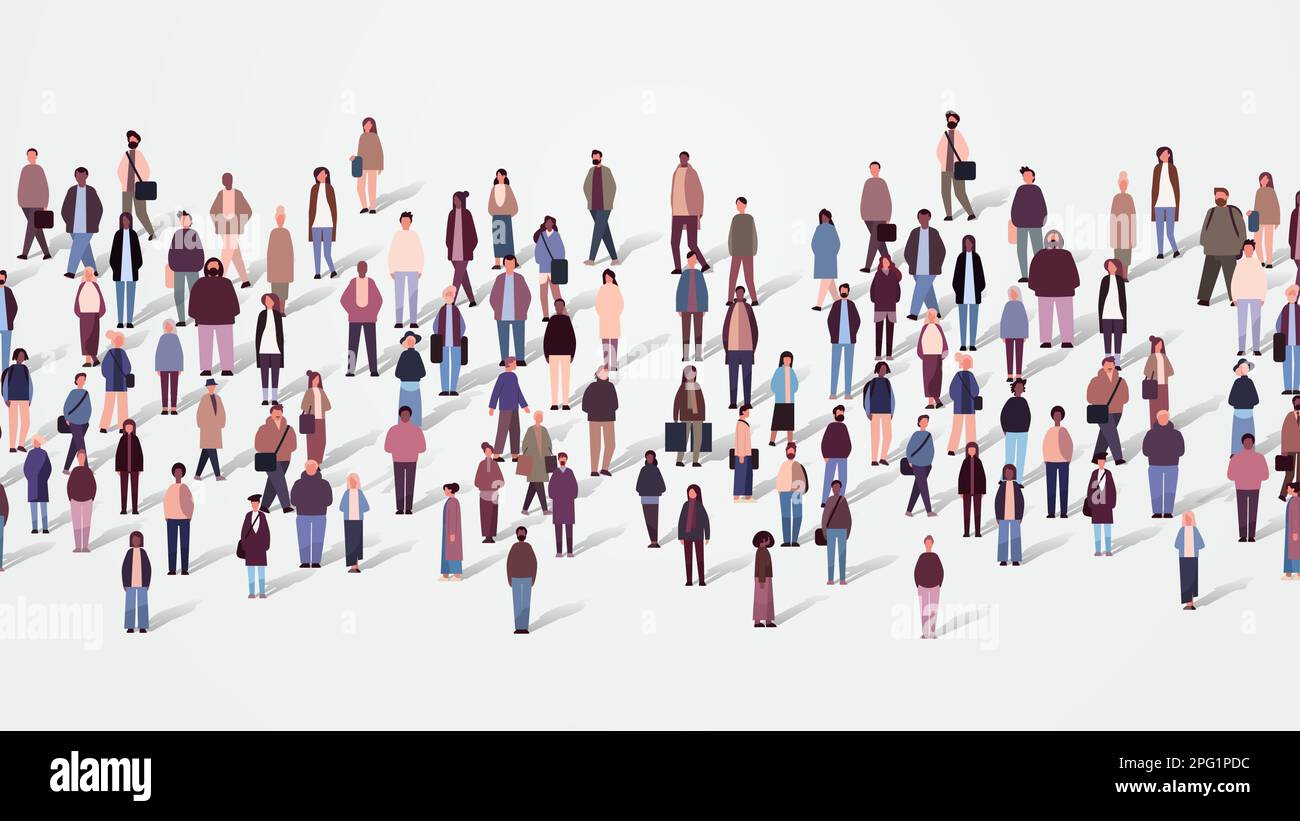 multiethnic people group mix race men women crowd in casual clothes ...