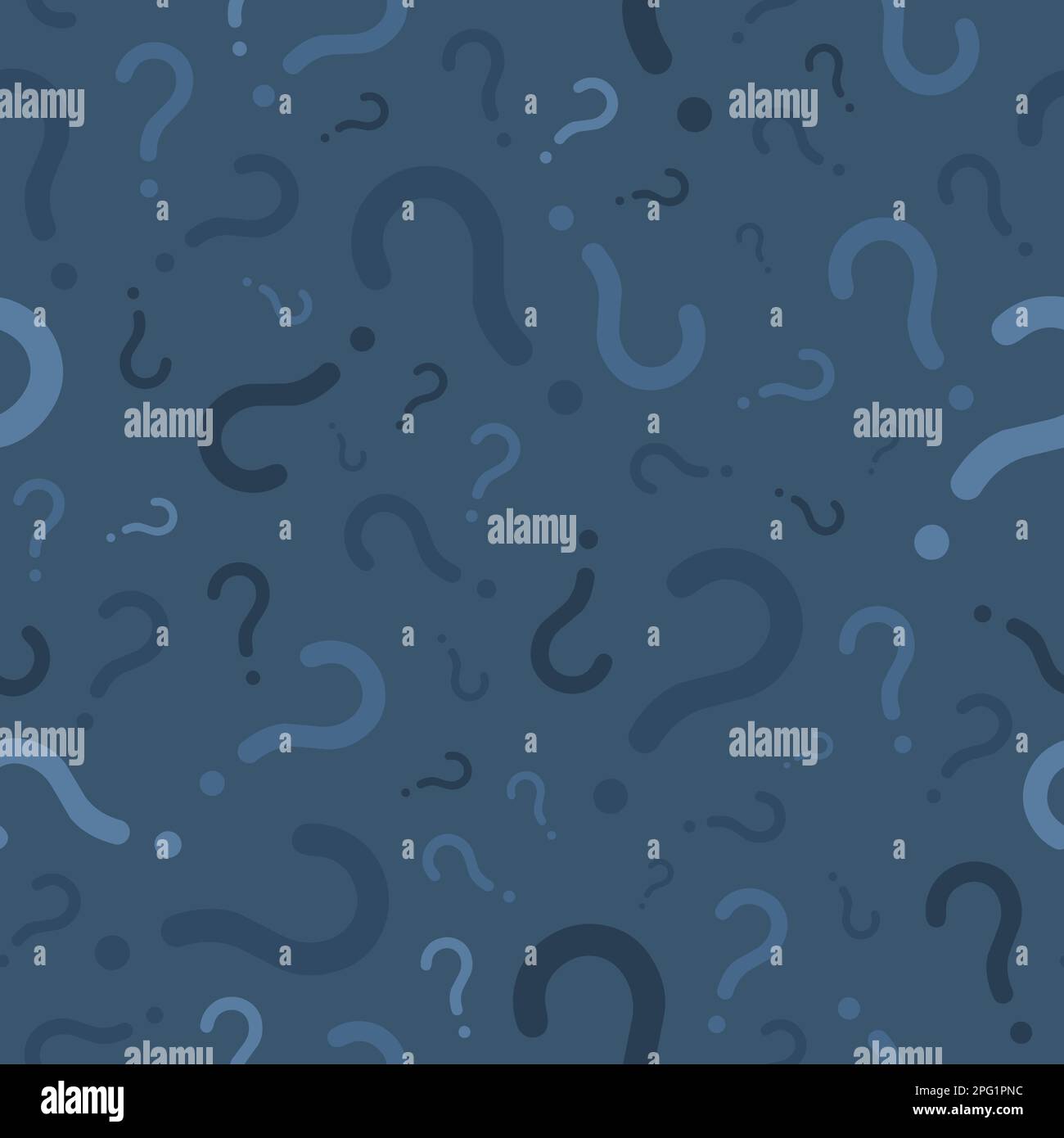 Question marks seamless vector background. Question mark texture for online survey or quiz. Blue ...
