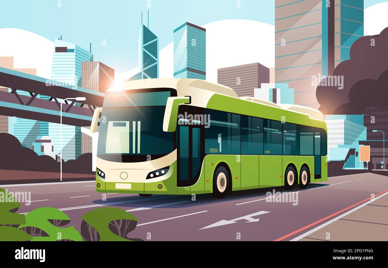 city bus vehicle modern public transport urban and countryside traffic ...