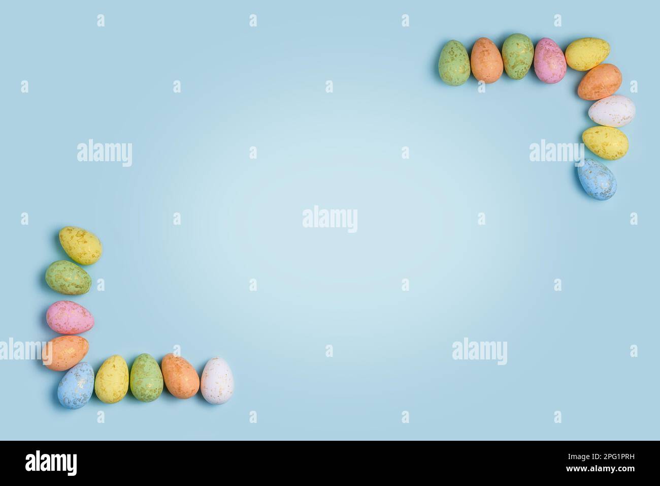 his Easter-themed pastel blue background features colorful decorated ...