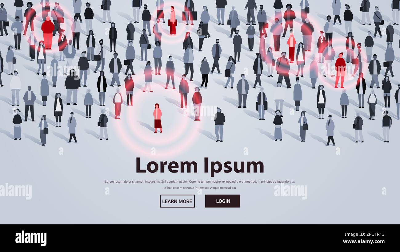 people group around red infected persons coronavirus spreading concept ...