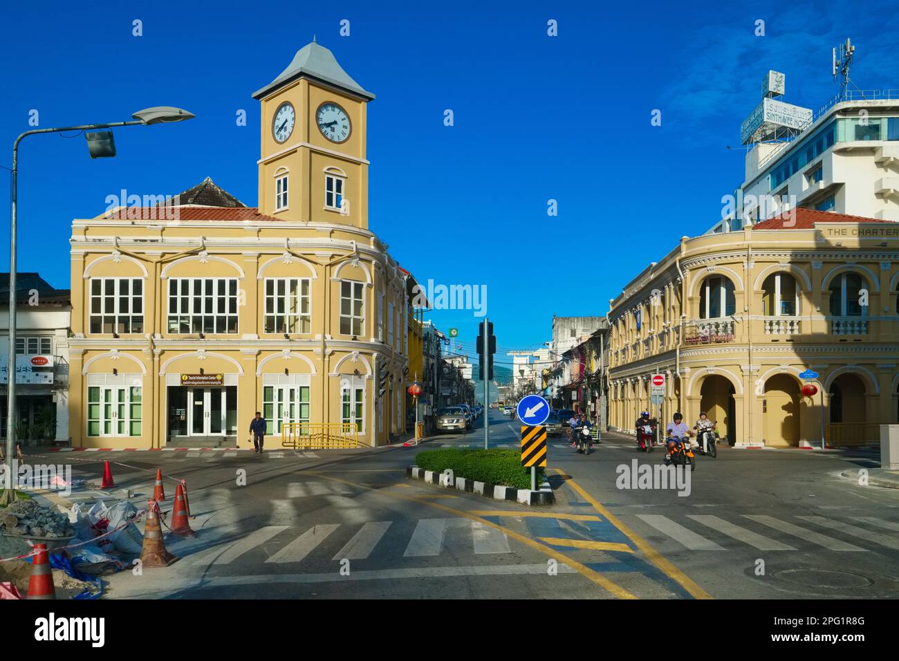 View towards Phang-Nga Rd., in the Old Town area of Phuket Town ...
