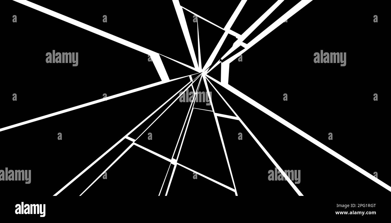 Fractured glass vector background. Black white cracked screen broken ...