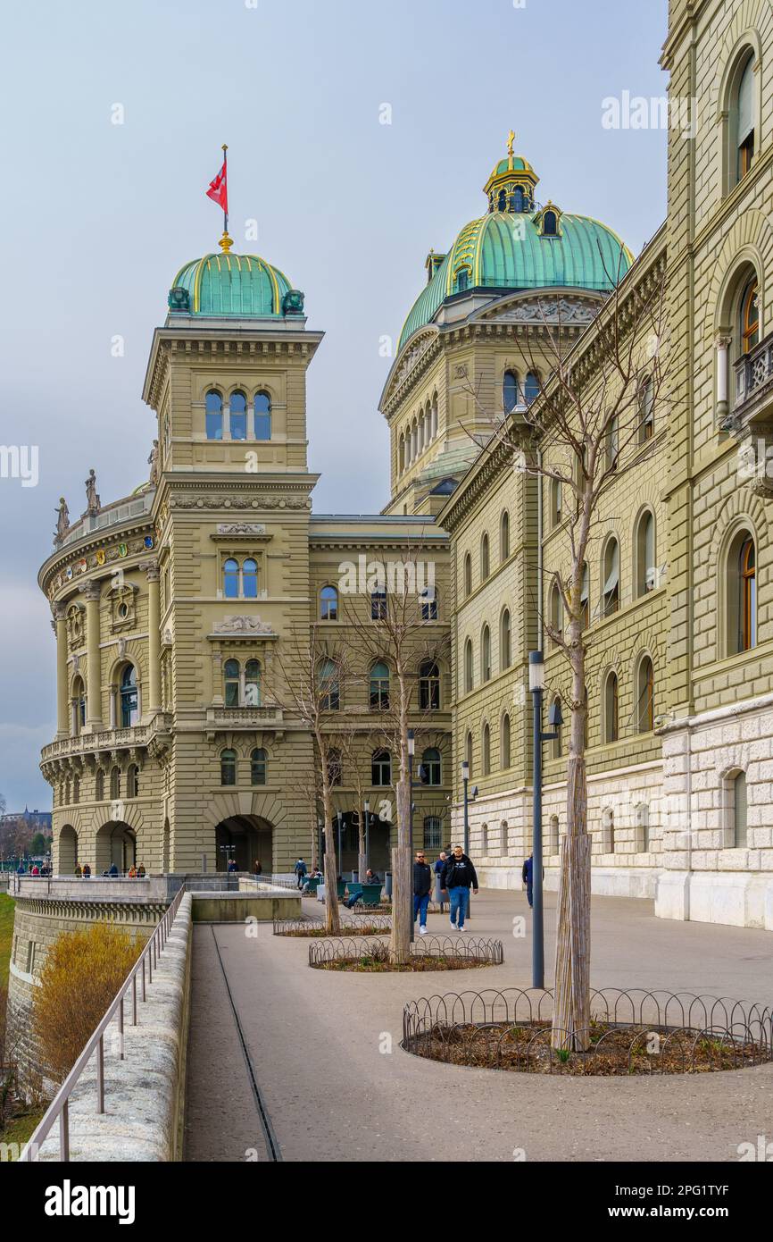 Bern, Switzerland - February 22, 2023: View of the Parliament Building ...