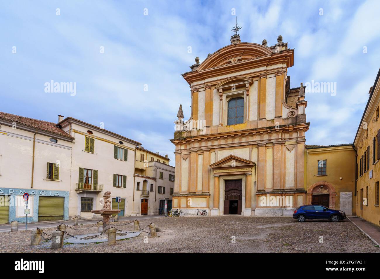 Mantua, Italy - February 27, 2023: View of the Church of St. Barnabas ...