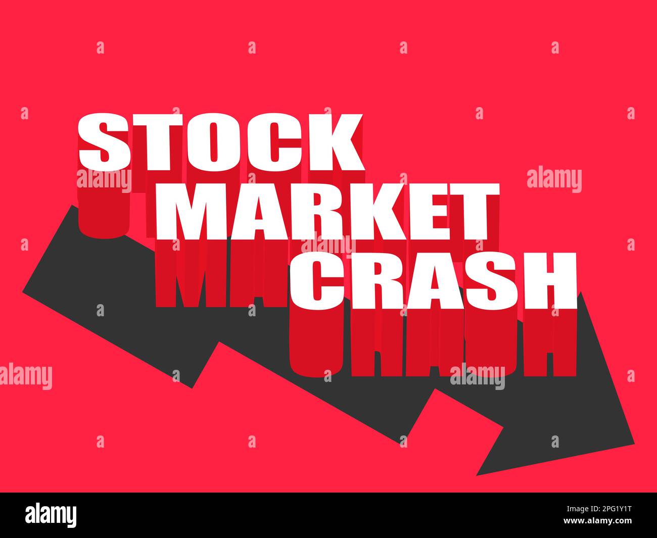 Stock market crash banner with 3d text and down arrows. The collapse of ...
