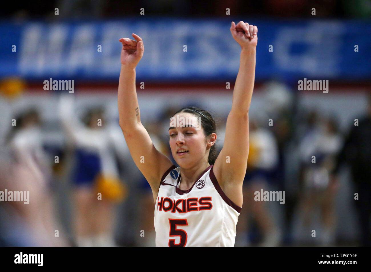 Virginia Tech's Georgia Amoore celebrates in the final moments of the ...