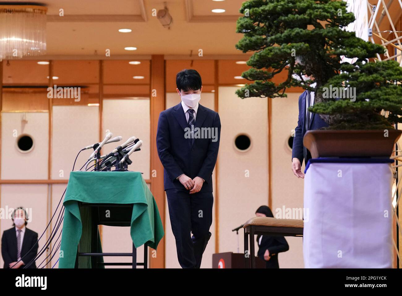 Japanese professional shogi player Sota Fujii attends a press ...