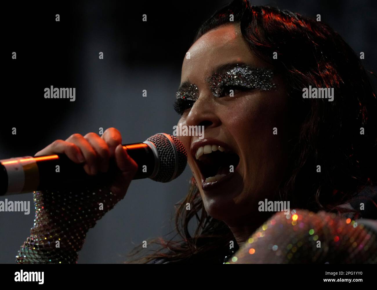 Catalina García, the vocalist of Monsieur Perine, performs during the ...