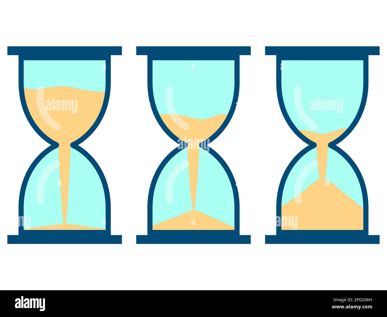 Hourglass icon set. Sandglass timer. Sand timer flat style. Symbol of ...