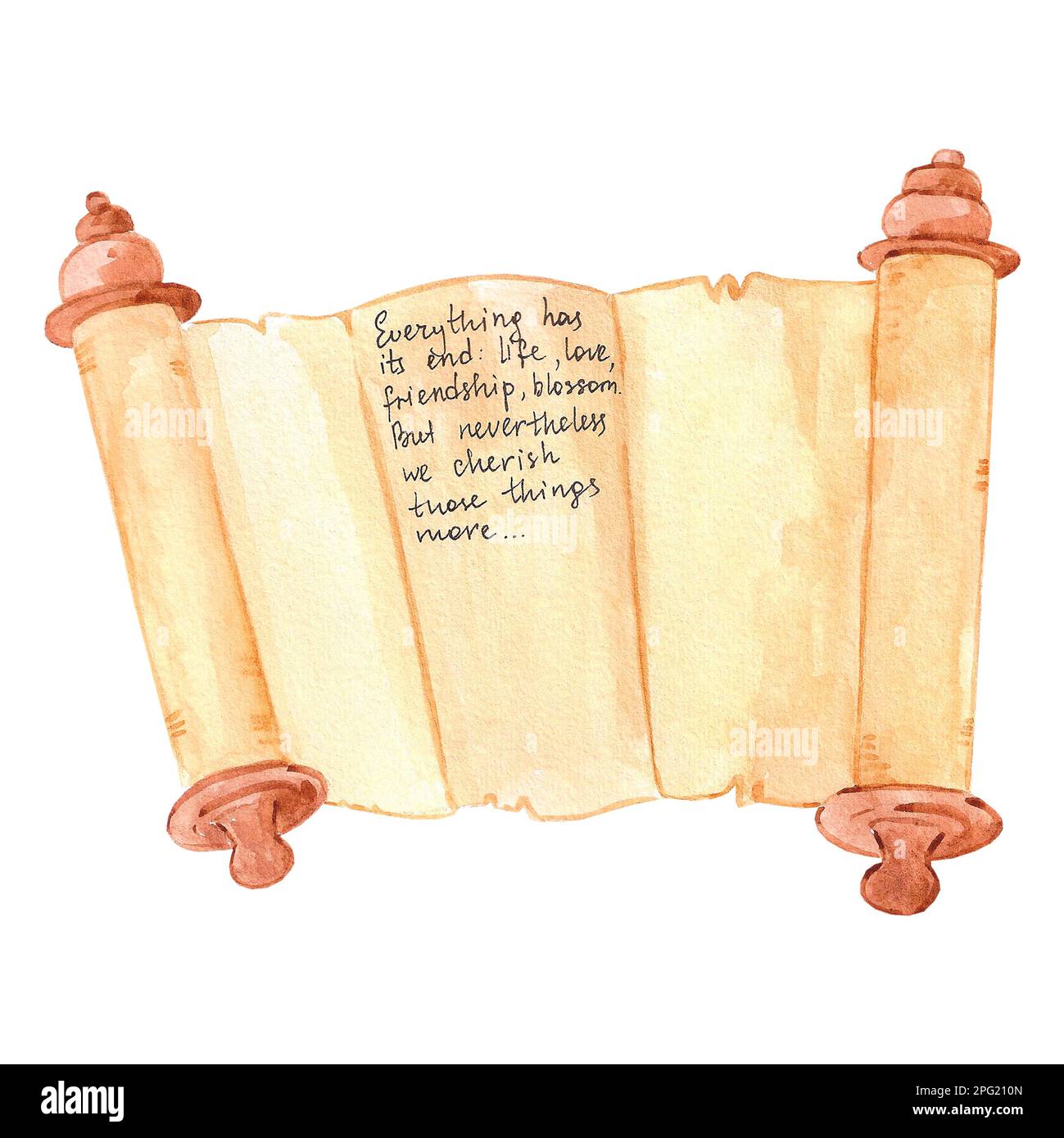 Watercolor magical scroll. Isolated on white background. post card ...