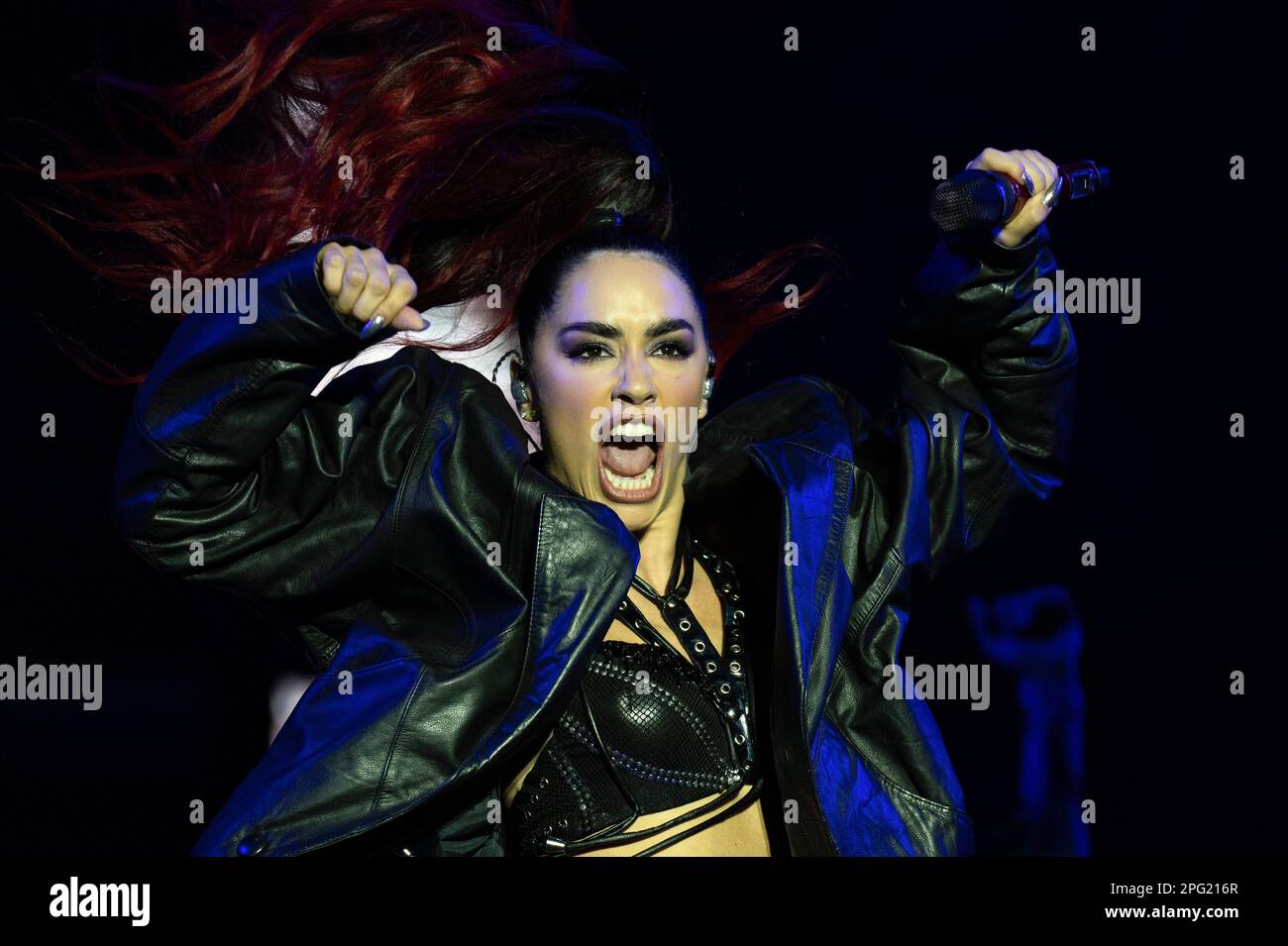 Argentine singer Lali Esposito performs during the "Here we are ...