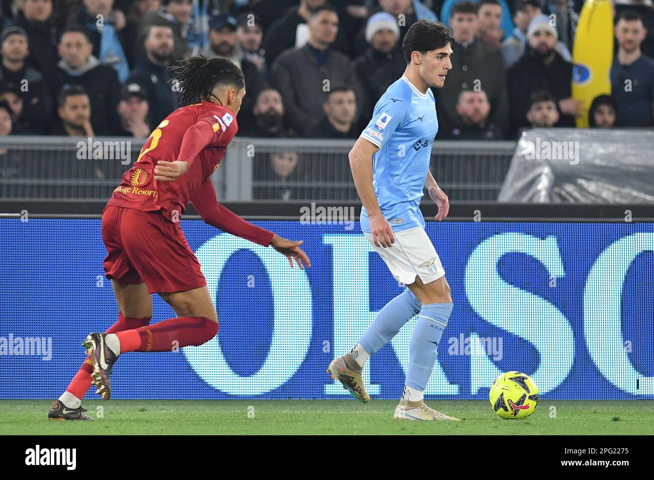 Chris Smalling of AS Roma,Matteo Cancellieri of SS Lazio during ...