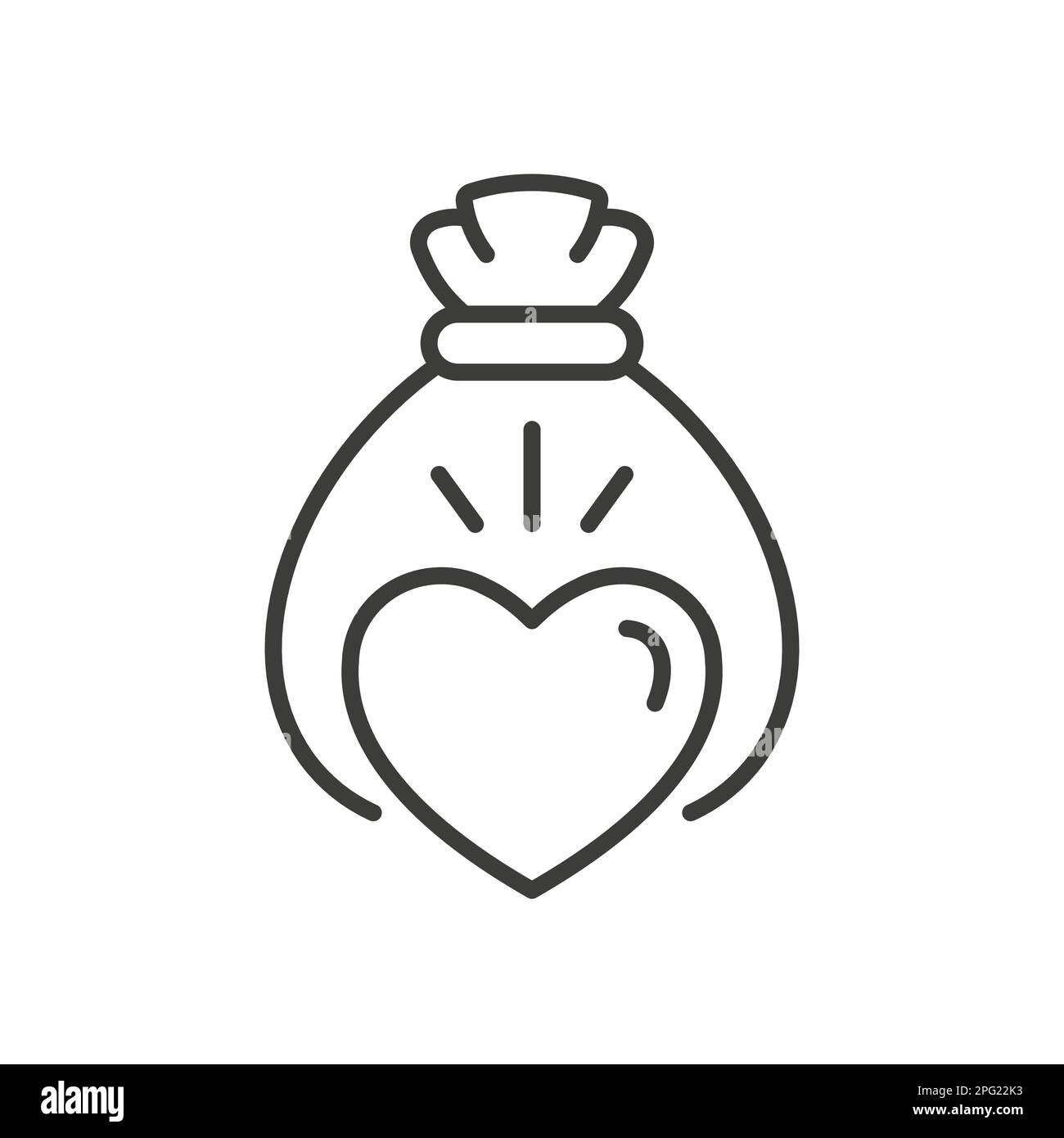 Money bag wiht heart line icon on white background. Editable stroke ...