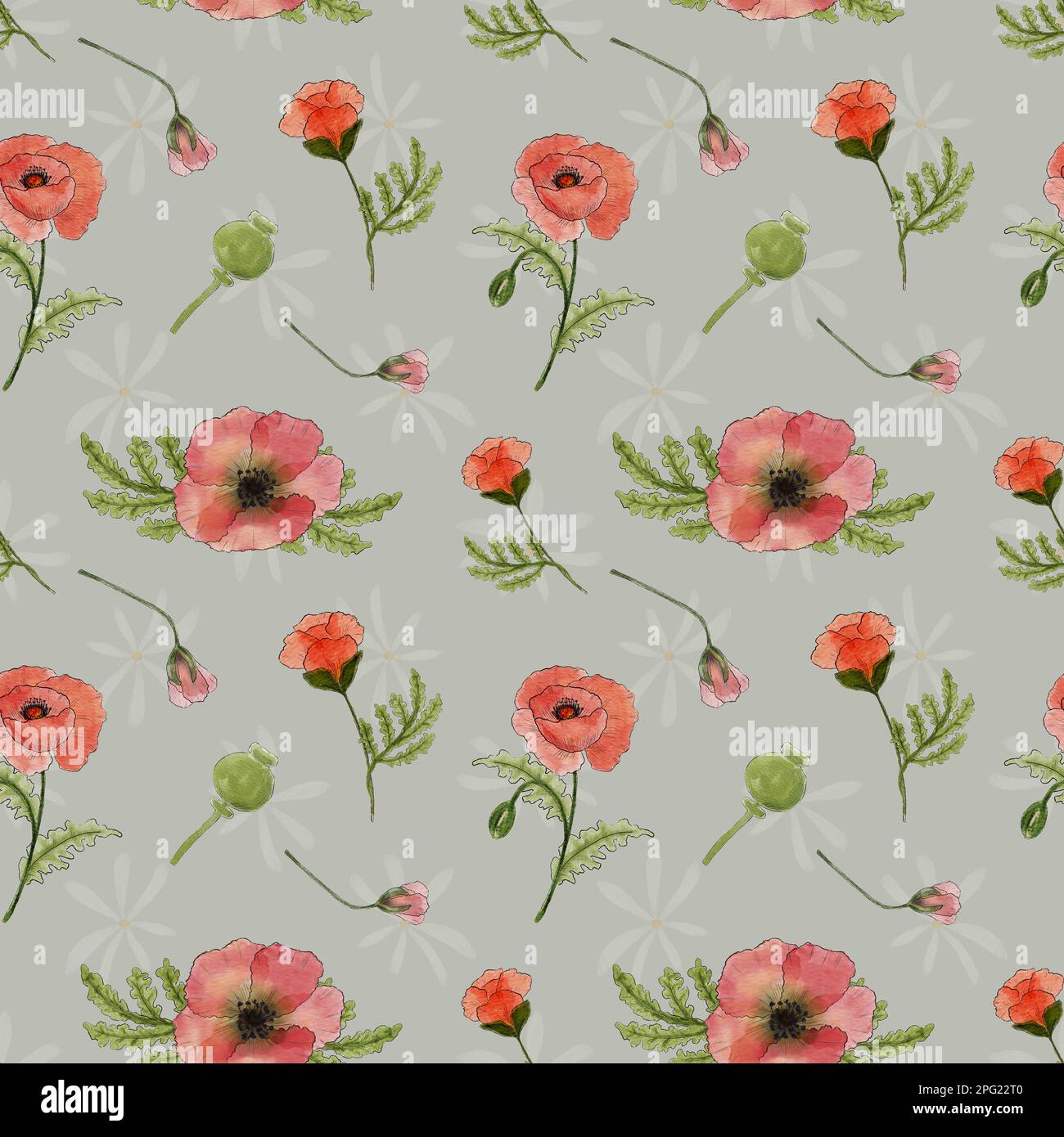 Stylized poppy flowers hi-res stock photography and images - Alamy