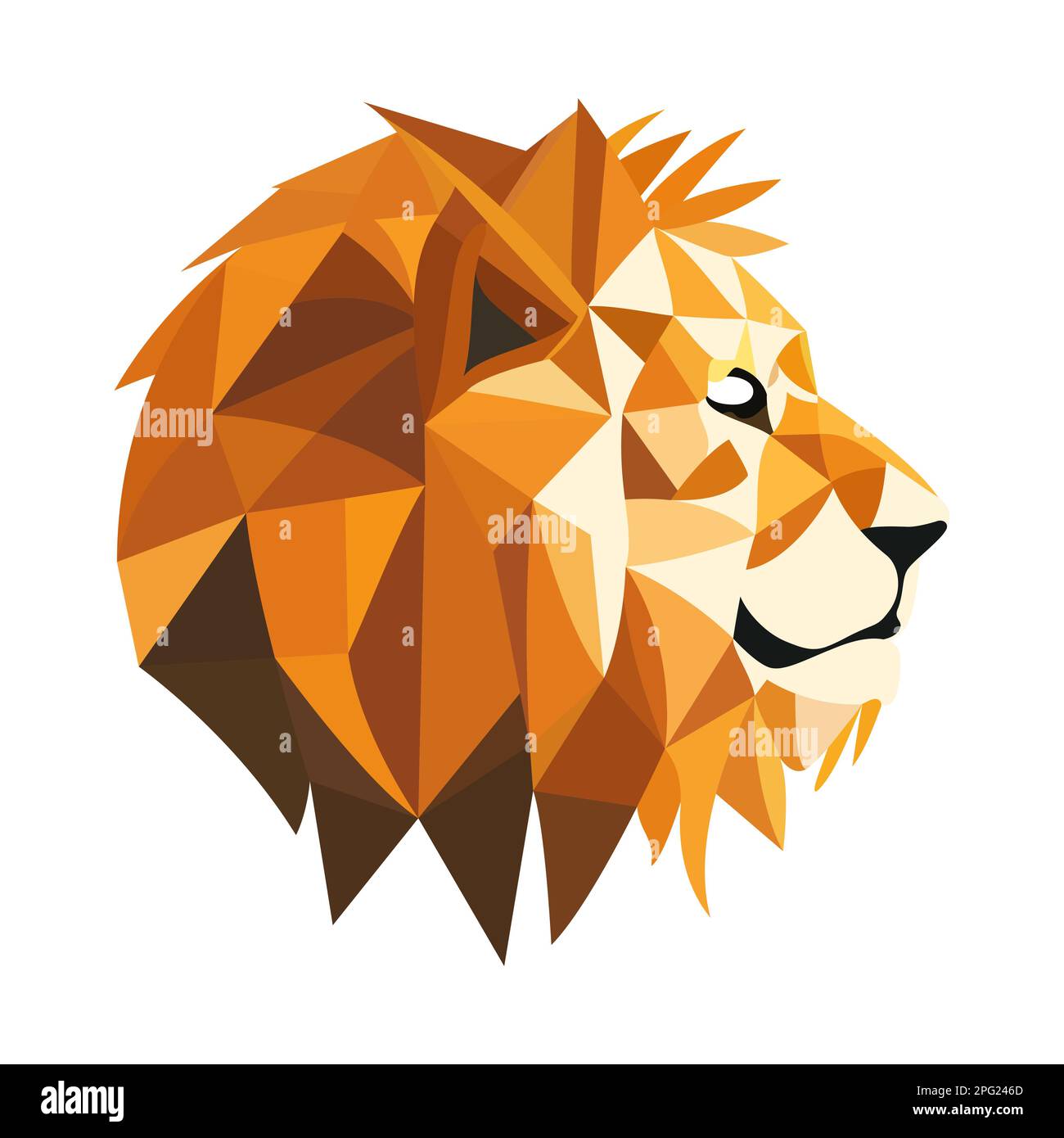 Lion logo design. Abstract colorful polygon lion head. Calm lion face ...