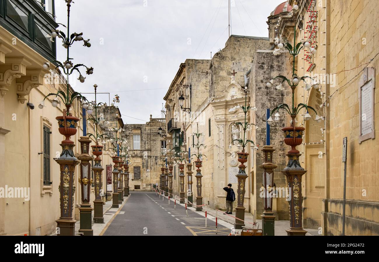 ornate street lights seen throughout rabat malta Stock Photo - Alamy