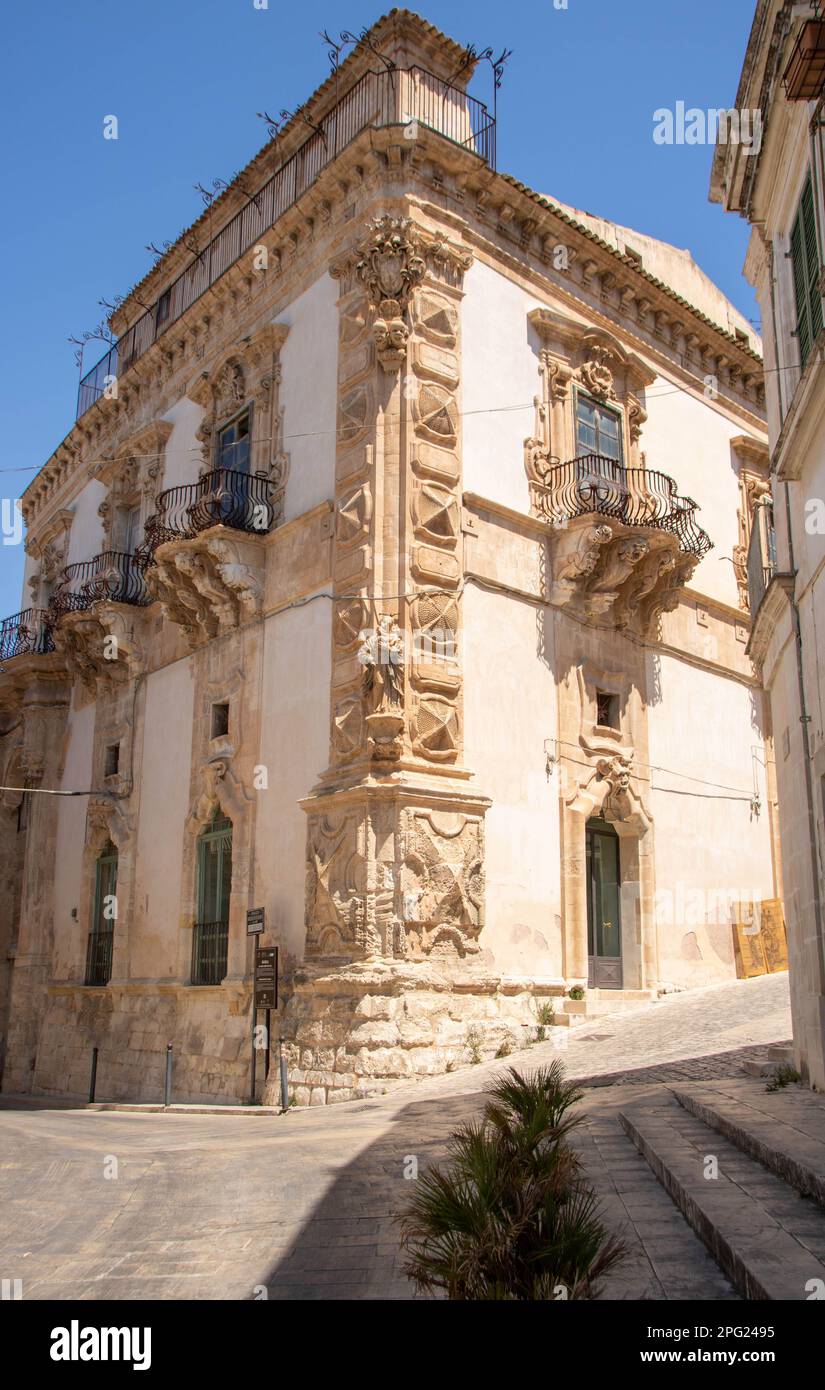 Baroque style facade of Beneventano palace Stock Photo - Alamy