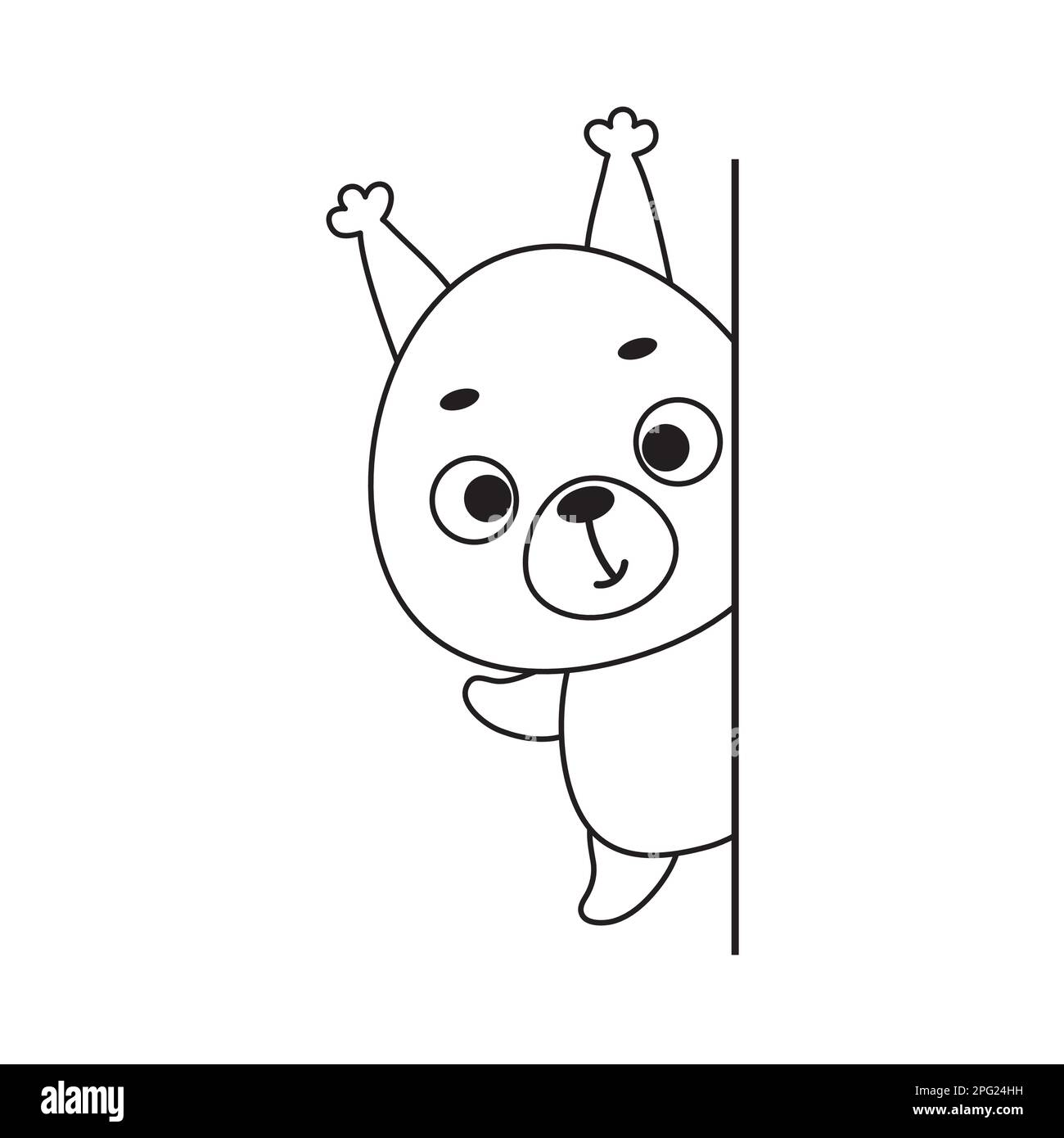 Coloring page cute little squirrel peeking around corner. Coloring book ...