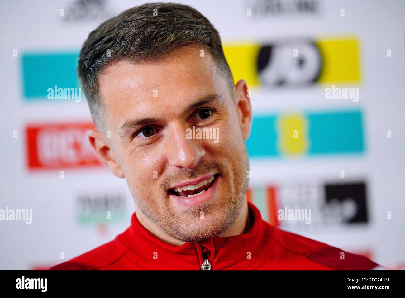 Wales' Aaron Ramsey during a press conference at The Vale Resort ...