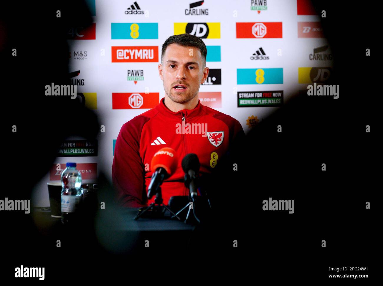Wales' Aaron Ramsey during a press conference at The Vale Resort ...