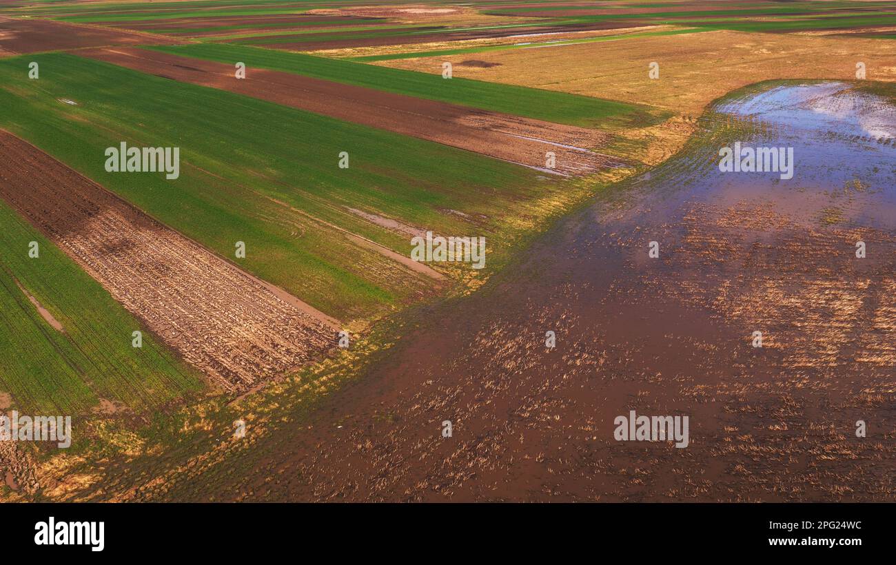 Aerial drone flooded land in hi-res stock photography and images - Alamy