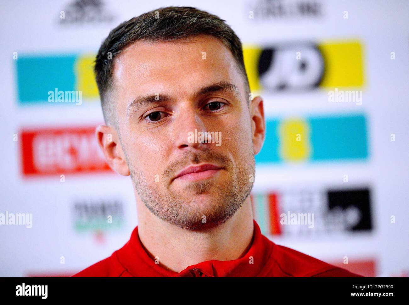 Wales' Aaron Ramsey during a press conference at The Vale Resort ...