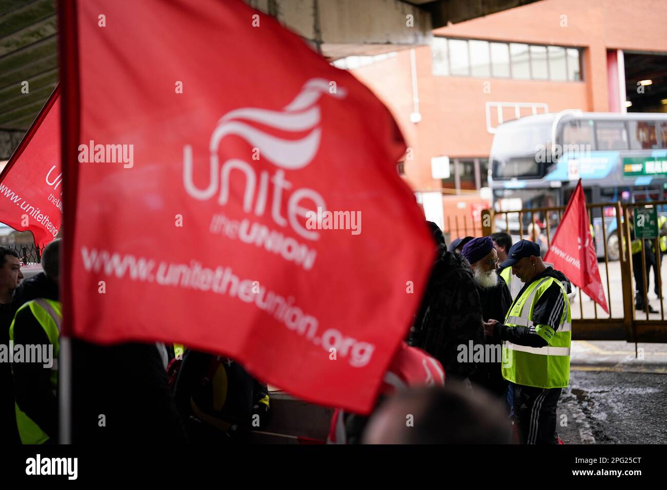 Bus drivers from the Unite union on the picket line outside the ...