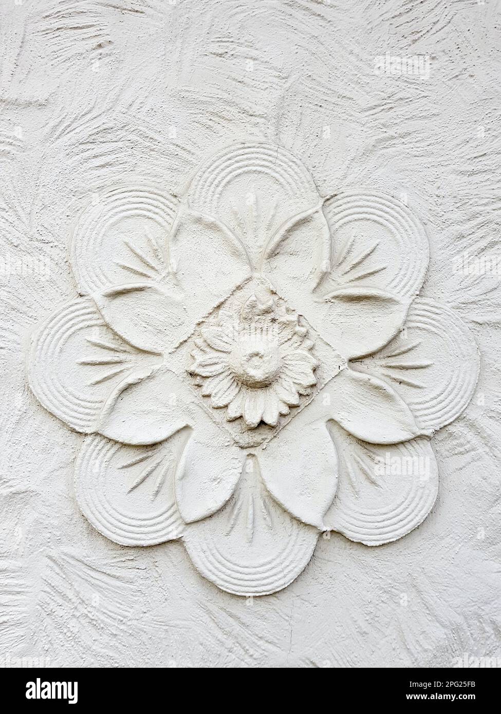Detail of a floral design wall decoration in Essex, United Kingdom ...