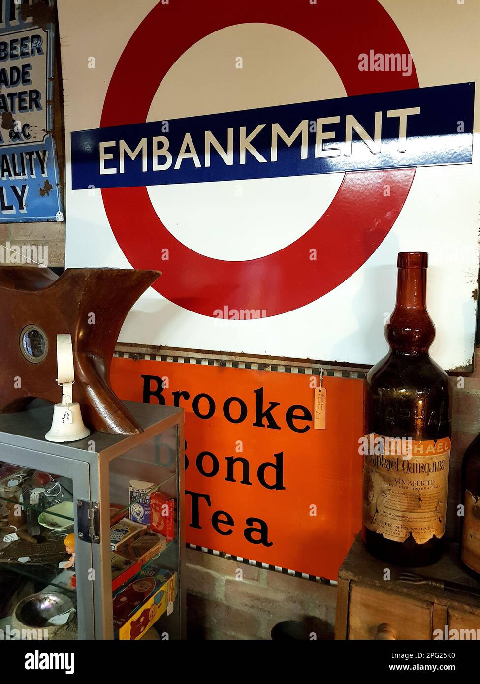 Interior of an antique emporium in Essex, UK showing a london ...