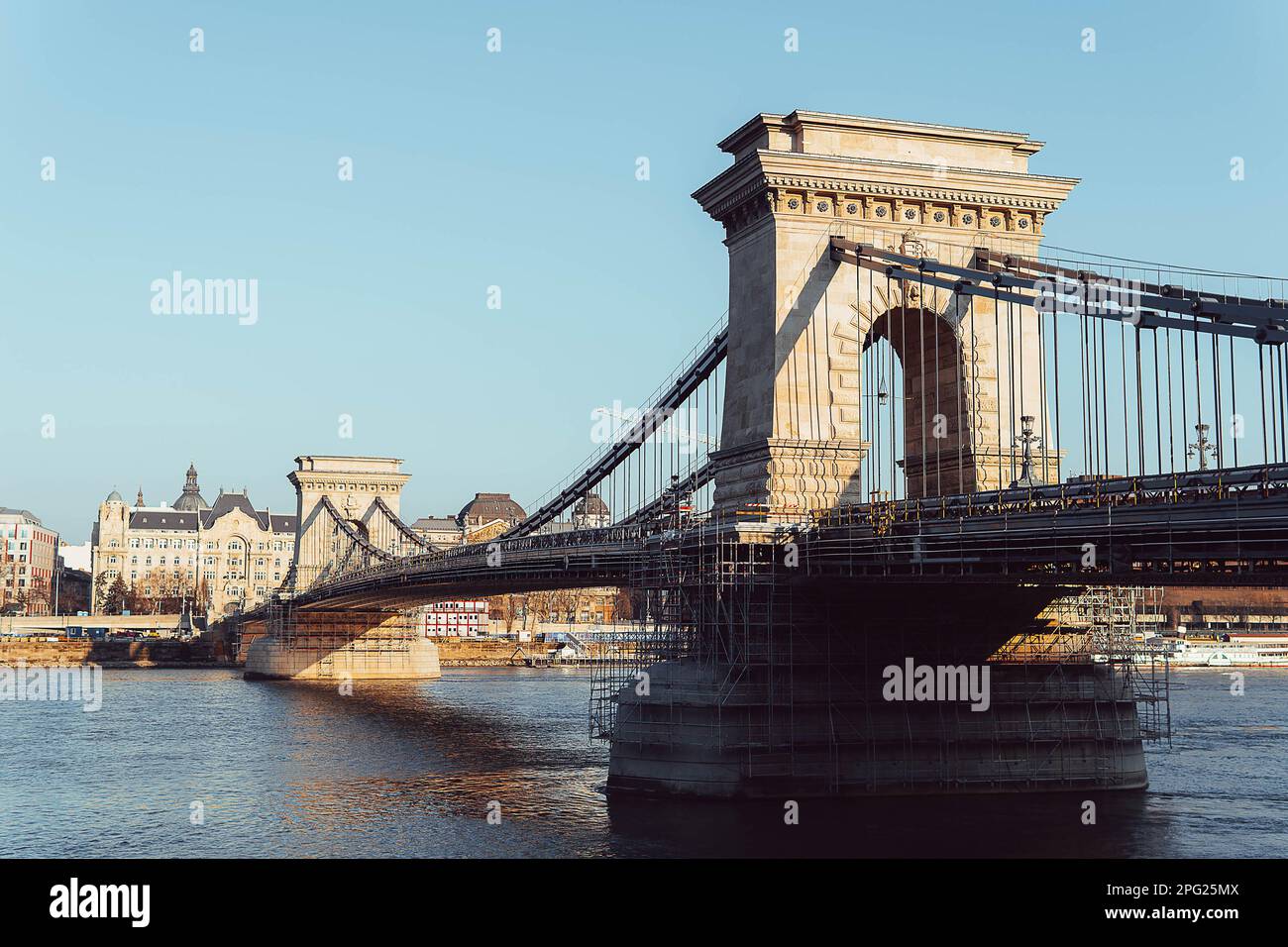 stock photo of the chain bridge crossing the Danuvius river Stock Photo ...