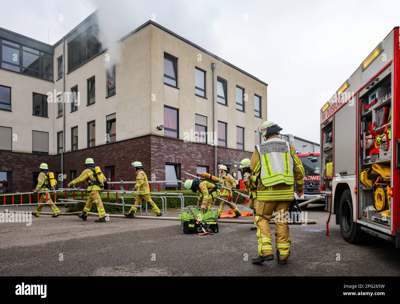 Duisburg, North Rhine-Westphalia, Germany - firefighting exercise ...